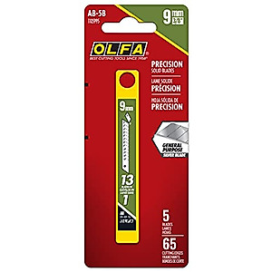 OLFA 9mm Snap Off Replacement Blades, 5 Blades (65 Segments) AB-5B - Snap-Off Utility Knife Replacement Blades, Fits any 9mm Utility Knife