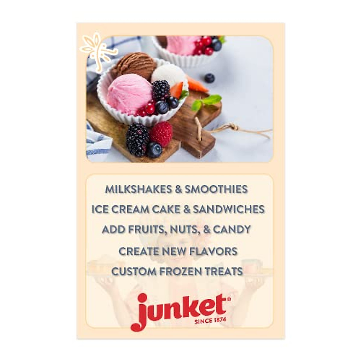 Junket Ice Cream Mix Bundle - 2 Vanilla, 2 Chocolate, 2 Strawberry (6 Total)