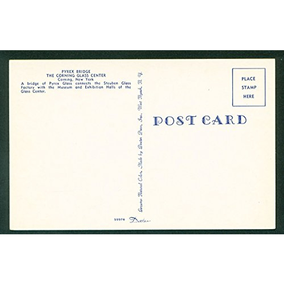 Pyrex Bridge Corning Glass Center New York Steuben Factory Museum NY Postcard