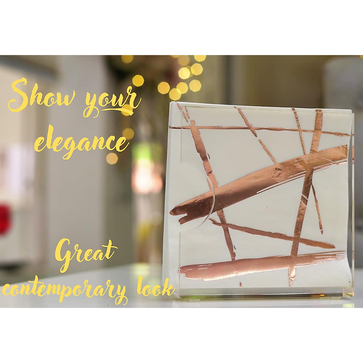 Acrylic Napkin Holder for Tables - Clear Napkin Holders For Wedding Lunch Dinner - Vertical Space Saving - Safe Sturdy - Modern Contemporary Elegant, 6.25 In x 6.25 In