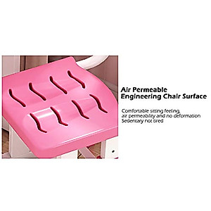 Children's Combined Study Desk and Chair Set, Height Adjustable Home School Use Anti-Reflective Children Study Table with LED Light/Reading Board/Pull-Out Drawer 80 x 49cm (Pink)