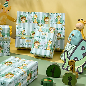 RUSPEPA Wrapping Paper Roll - Mini Roll - Animals Design Great for Birthday, Party and Baby Shower - 17 Inches X 32.8 Feet