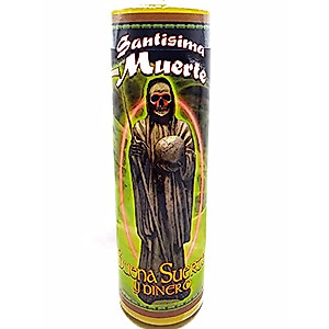 Holy Death 7 Day Yellow Candle -veladoras para la Santa Muerte , Santa Muerte Veladora-Santisima Muerte-7 Day Candle- devotional Candle- Yellow Candle- Good Luck and Financial Prosperity