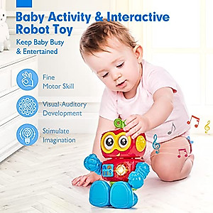 1 Year Old Toys for Boys Girl Gifts - Activity Robot Baby Toys for 1 Year Old - Musical Light up Poseable Fine Motor Skill Toys for 12 Months - Interactive Montessori Toys for 1 Year Old Birthday Gift
