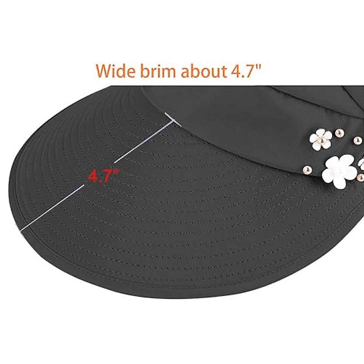 HINDAWI Sun Hats for Women Sun Hat Wide Brim UV Protection Summer Beach Foldable Visor Black