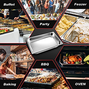 8 Pack Hotel Pans Full Size Steam Table Pan 0.8mm Thick Stainless Steel 20.8"L x 12.8"W Catering Food Pan Restaurant Food Pan for Hotel Restaurant Office Cafeteria or Family Events (2.5'' Deep)