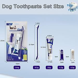 Pet Dog Dental Care Fresh Breath Kit with Dog Toothpaste, Dog Toothbrush and Finger Brush, Reduces Plaque & Cleans Tartar, Healthy & Clean Dog Teeth, Pet Toothpaste, Beef Flavor
