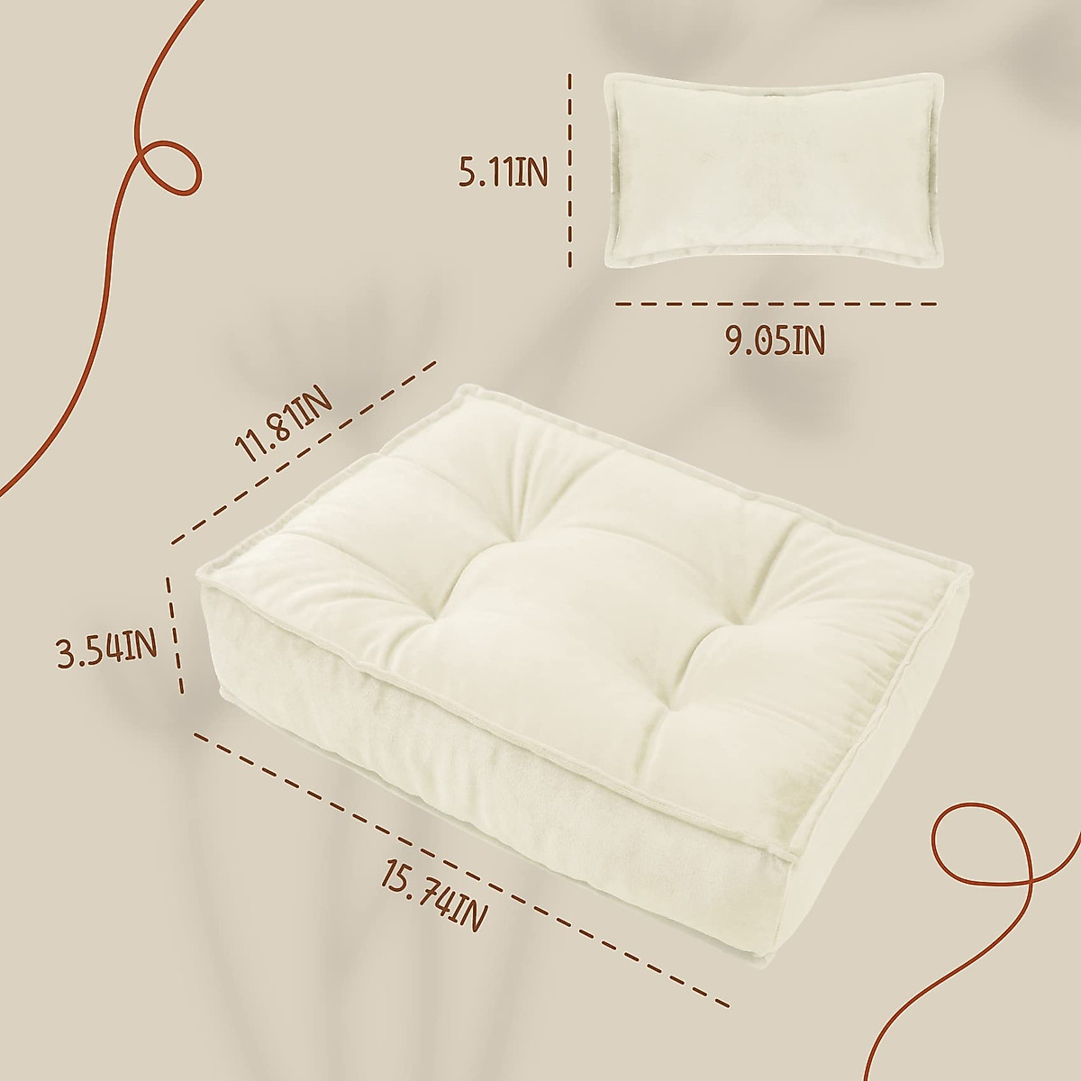 Baby Photoshoot Props Mini Mattress Newborn Photography Props Baby Bedding Cushion Baby Posing Pillow Infant Mattress Prop Photography (B-Brown)