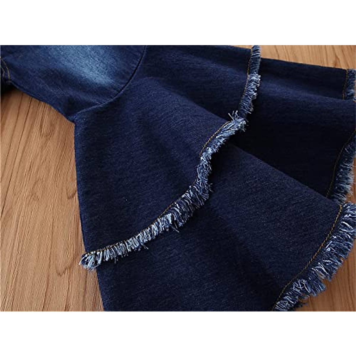AwarFy Children Jeans Flare Pants Clothes Kids Girls Trousers Baby Toddler Tassel Pants Denim Girls (Dark Blue #8, 6-7 Years)