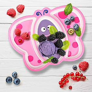 GET FRESH Bamboo Kids Divided Plates – 1pc Butterfly Sectioned Bamboo Fibre Childrens Plates – Cute Animal Bamboo Toddler Divided Plate – Reusable Bamboo Fibre Kids Plates with 3 Compartments