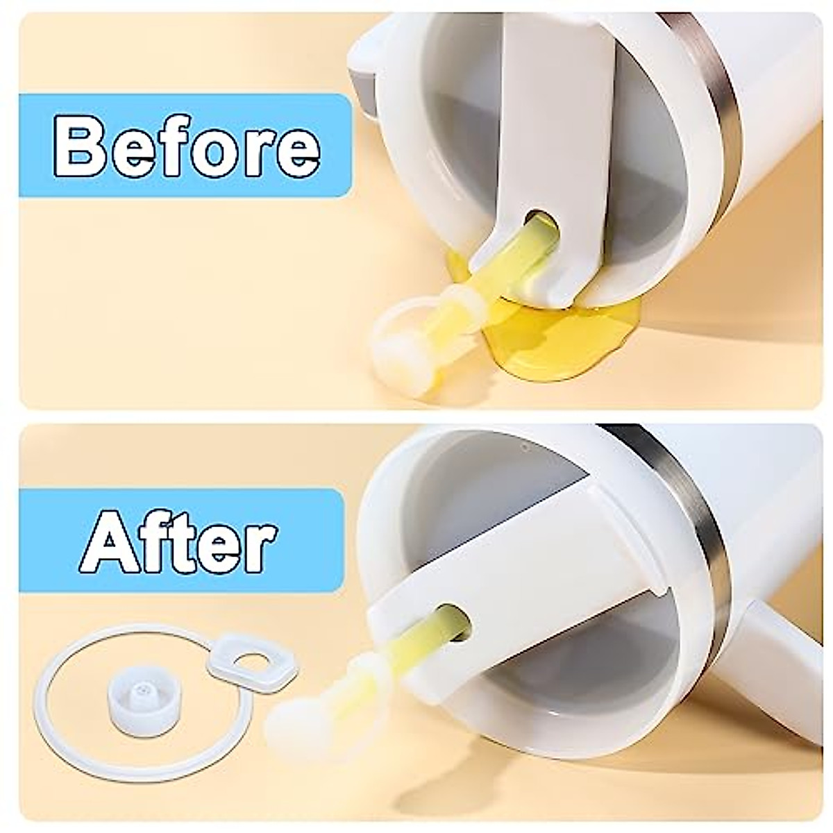 10pack Spill Proof Stopper Set Compatible with Stanley Quencher H2.0 FlowState 40oz Cup Accessories, Include 2 Silicone Cup Boot, 2 Lid Seal, 2 Leak Stopper, 2 Spill Stopper and 2 Straw Cover