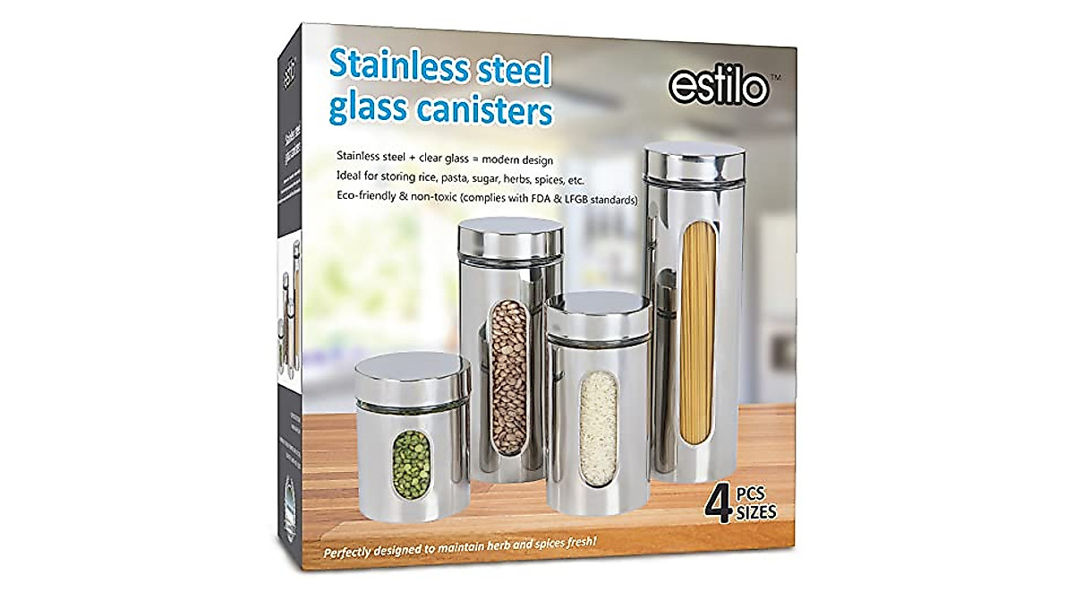 Stylish Estilo Stainless Steel Canister Set - 4 Sizes