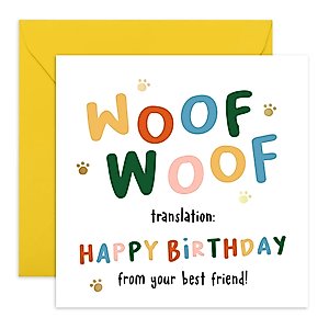 CENTRAL 23 Birthday Card From Dog - 'Woof Woof!' - Dog Mom Birthday Card - Dog Dad Birthday Card - Dog Owner Card - Pet Owner Birthday Card - Comes with Fun Stickers
