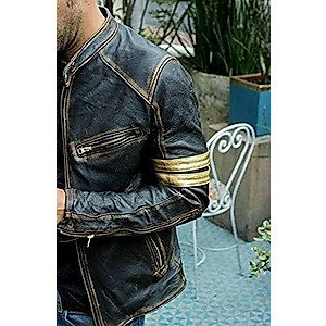 Mens Vintage Cafe Racer Motorcycle Distressed Biker Real Leather Jacket (as1, alpha, m, regular, regular, PD3, Medium)
