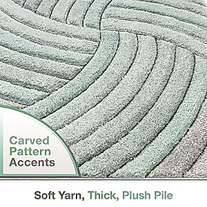 Well Woven Tilly Light Blue Geometric Stripes Thick Soft Plush 3D Textured Shag Area Rug 5x7 (5'3" x 7'3")