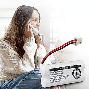Kruta BT162342/BT262342 2.4V 800mAh Ni-MH Cordless Phone Battery Pack, Also Compatible with BT183342/BT283342 AT&T EL52351 TL90070 VTech CS5119 DS6511 DS6722 LS6305 Handset, 2-Pack
