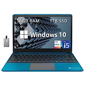 Gateway 14.1" Ultra Slim Laptop, IPS FHD Display, Intel i5-1135G7 Processor, 16GB RAM, 1TB PCIe SSD, Intel Iris Xe Graphics, Camera, Fingerprint Scanner, Bluetooth, Blue, Win 10, 32GB USB Card