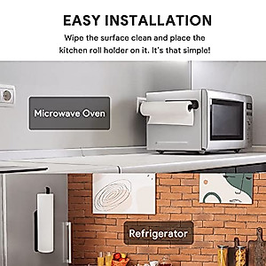 Magnetic Paper Towel Holder Black, Kitchen Towel Holder for Refrigerator Microwave Oven, Camping Paper Towel Rack for Toolbox Grill, Stainless Steel Paper Towel Stand with Strong Magnet, No Drilling