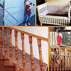 Baby Railing Net Stair Safety Net Banister Mesh Guard Child Proof Balcony Net for Kids Pets Toys（15ft x 3ft Brown）