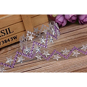 KAVI‘ S 6 Rolls Rhinestone Tape Set Glitter Self-Adhesive Beads Tapes Bling Masking Stickers for Craft, Kids, Scrapbook, DIY, Gift Wrapping (Stars Rays), 18mm