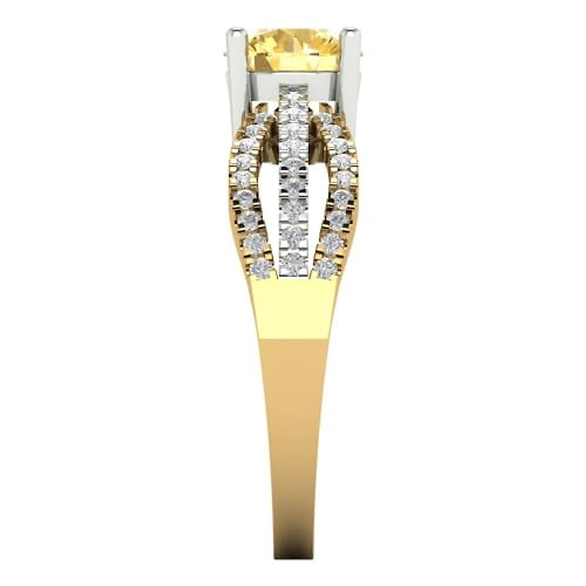 Clara Pucci 1.19ct Round Cut Solitaire Yellow Citrine Designer Wedding Bridal art deco Anniversary Ring 14k yellow & White Gold 7.5