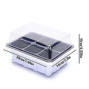 Lopunny 1/2/5 Packs Seed Starter Tray, 6/12 Cells Total Tray, Reusable Seed Starting Kit with Humidity Dome and Base Plant Starter Seed Propagation Set Mini Greenhouse Germination Kit