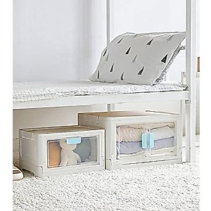 Radefasun Foldable Storage Bins with Lid and Clear Door and Weels Plastic Collapsible Storage Box Portable Stackable Grocery Toys Books Container Folding Storage Crate for Home or Car Trunk
