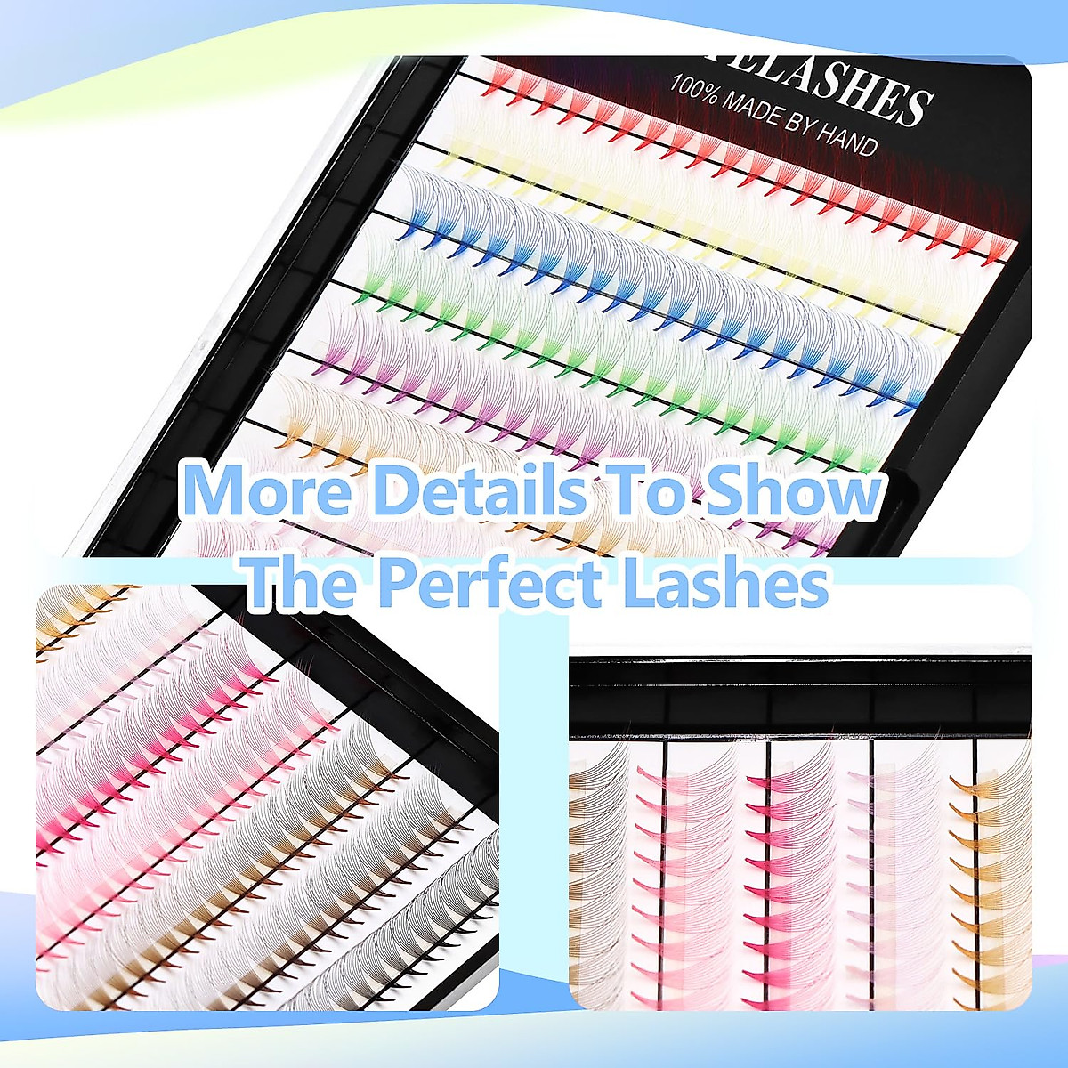 Hannahool 12 Colors Mix 240pcs 10D Premade Fans Nature Long Volume Eye Lashes Extensions Soft and Light Weight Colorful Individual False Eyelashes Cluster 8-16mm to Choose (12mm)