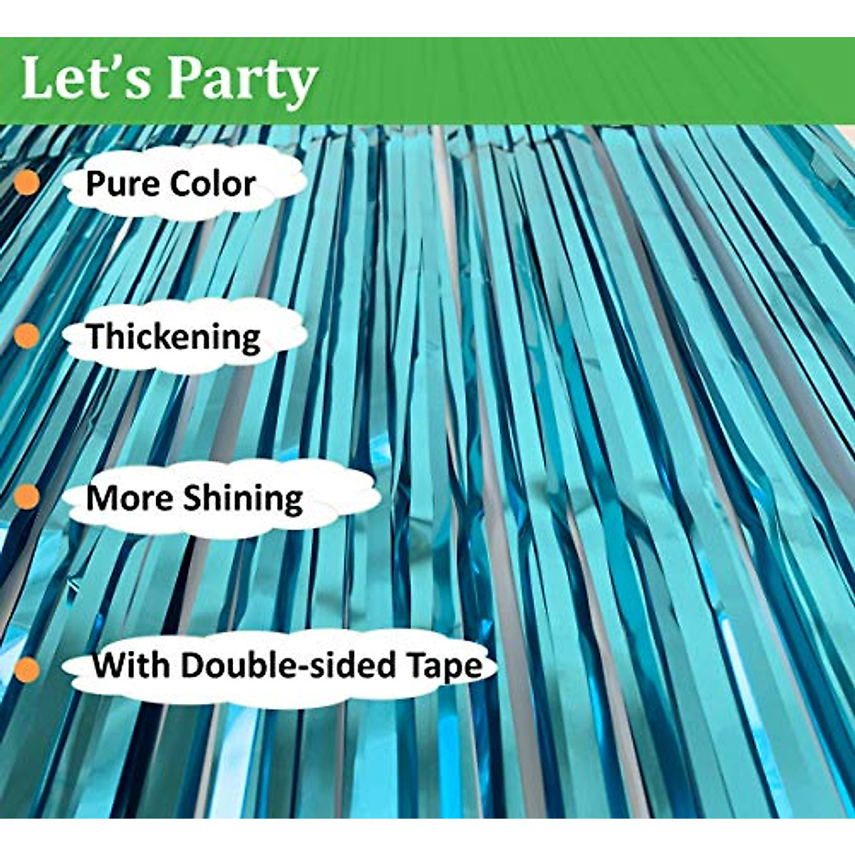 Vanujoy 3 Pack Teal Blue Foil Fringe Backdrop Curtains Party Decoration - Tinsel Party Door Fringe Curtain Backdrop for Birthday Bachelorette Party Engagement Bridal Shower Graduation Decoration