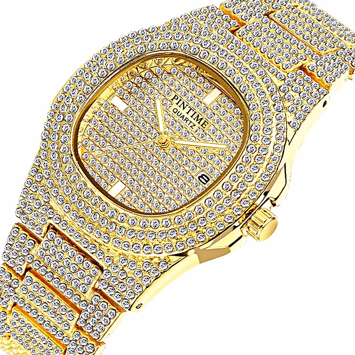 FANMIS Unisex Luxury Crystal Diamond Watches Silver Gold Fashion Quartz Analog Watch Stainless Steel Band Bracelet Big Face Women's Men's