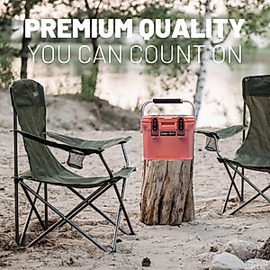 CAMP-ZERO 10L-10.6 Quart Portable Hard Cooler Ice Chest, Perfect for Drinks, Lunch, Beach, Picnics, Boating, Camping and Travel with 2 Molded-in Cup Holders and Folding Aluminum Handle