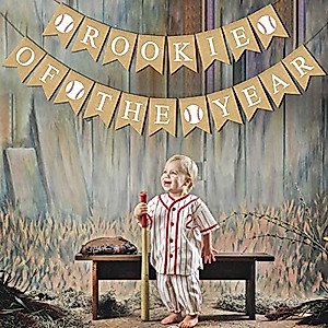 Jute Burlap Rookie of The Year Banner Boy Baseball Theme 1st Birthday Party Garland Decoration Supply