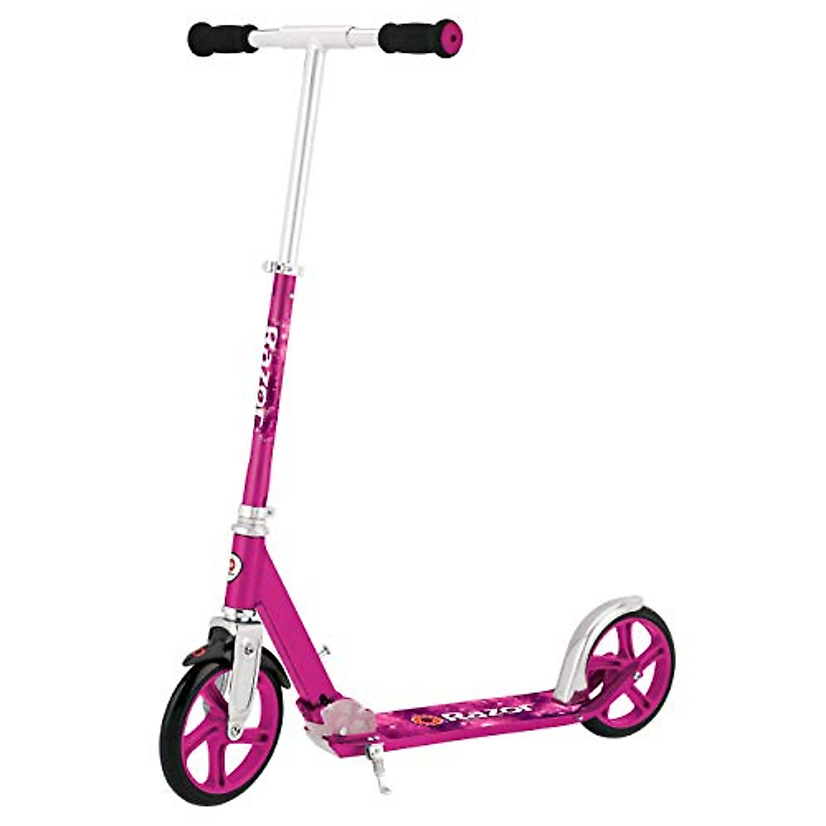 Razor A3 Kick Scooter for Kids – Foldable, Lightweight, Large Wheels, Front Vibration Reducing System, Adjustable Handlebars & A5 LUX Kick Scooter - Pink - FFP,38.6 Inch