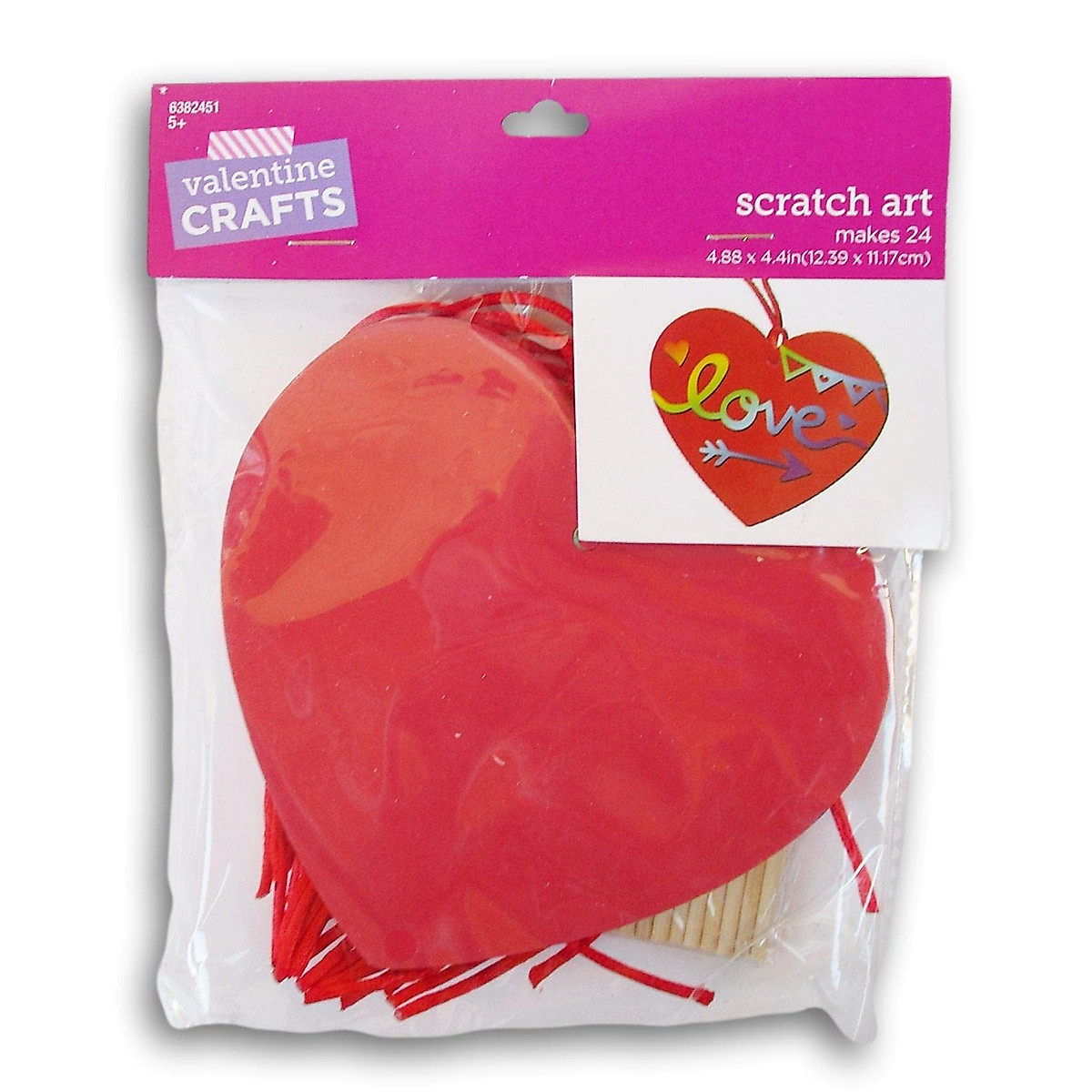 Valentine Red Heart Scratch Art Craft Kit for Sunday School, VBS, Classroom- Makes 24