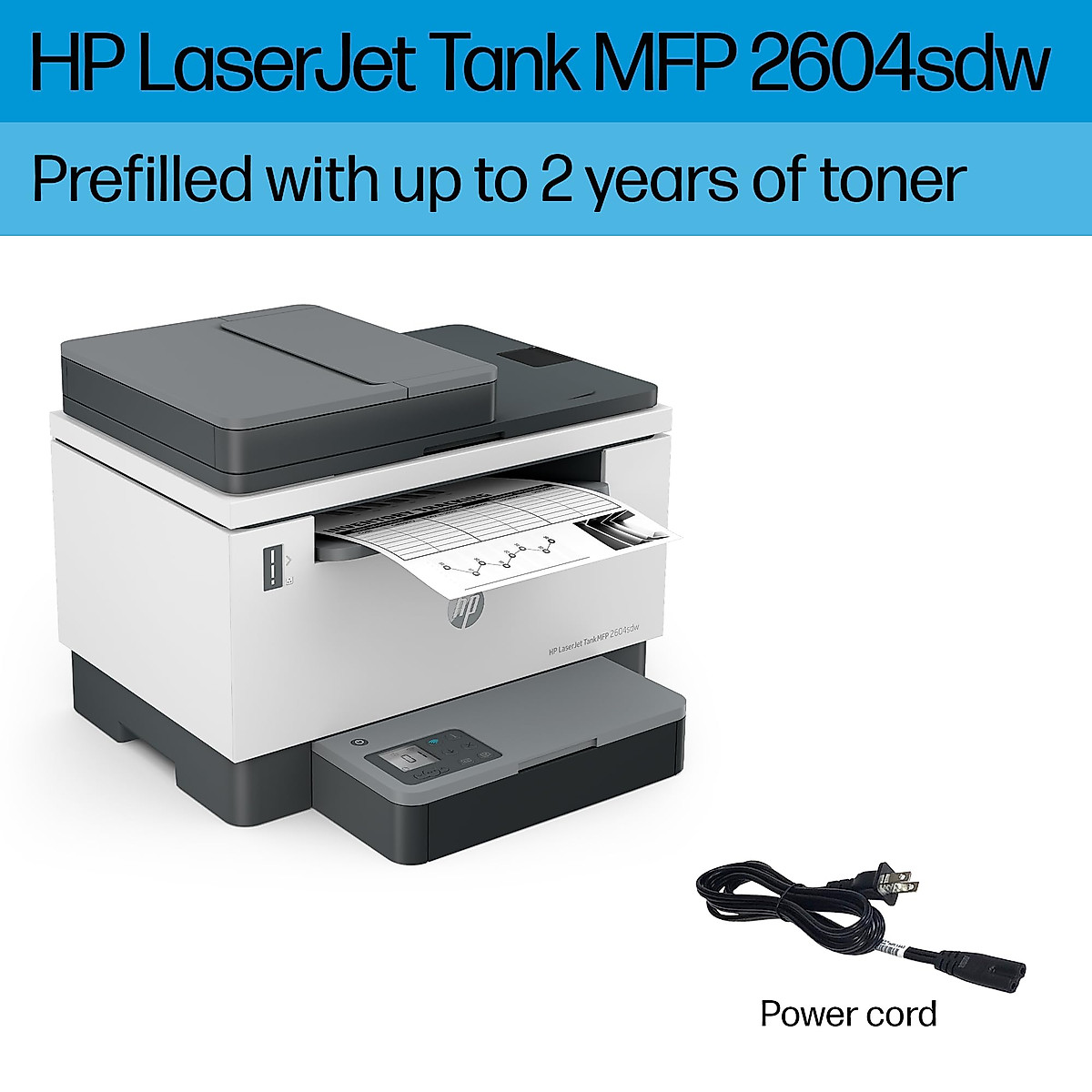HP LaserJet Tank MFP 2604sdw Wireless Black & White Printer Prefilled With Up to 2 Years of Original HP Toner (381V1A)