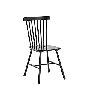 LUE BONA Windsor Dining Chair Set of 4, Spindle Back Wooden Chairs for Kitchen and Dining Room, Black