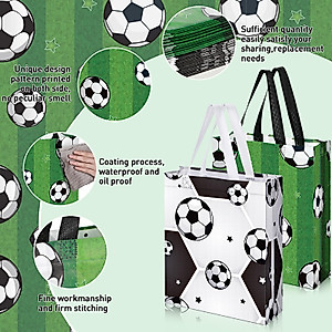 Silkfly 30 Pcs Soccer Gift Bags with Handle Soccer Ball Party Supplies Reusable Soccer Goodie Bags Non Woven Soccer Birthday Party Supplies Goody Bag for Boys Girls, 2 Styles, 10 x 12 Inch
