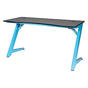 OSP Home Furnishings Beta Battlestation Gaming Desk with Bluetooth RGB LED Lights, Matte Blue