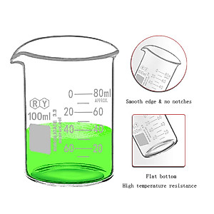 Glass Beakers Set Borosilicate Graduated Measuring Low Form Glass Beaker 4 Sizes 10ml 50ml 100ml 250ml