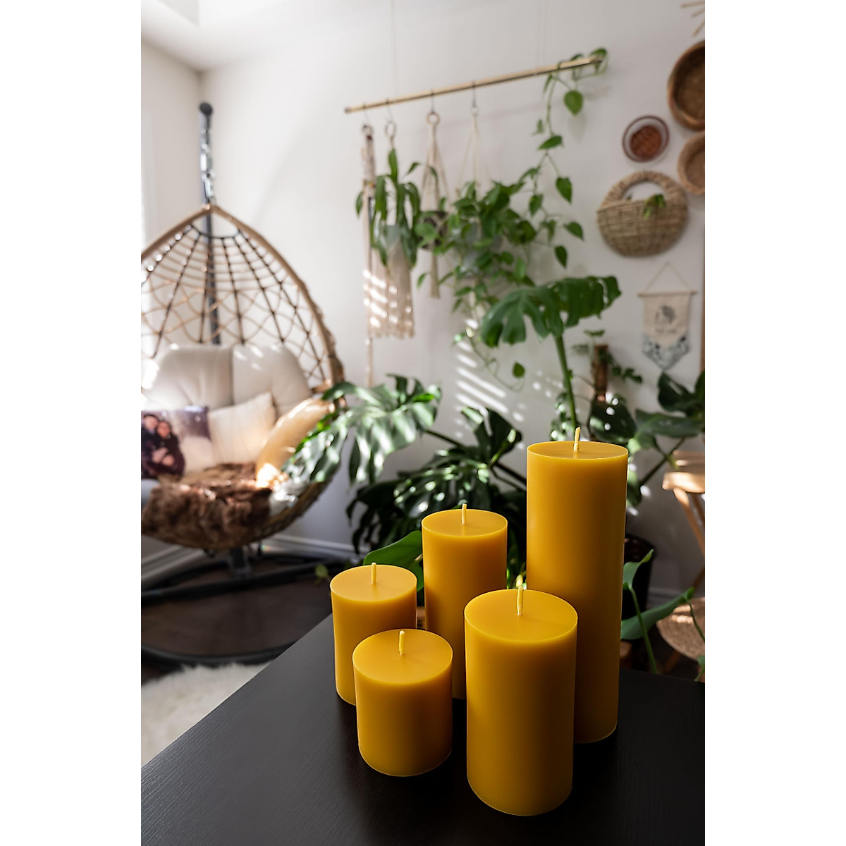 Large Beeswax Pillar Candles - 2 Pack of 100% Pure Beeswax Candles - 3x6 Large Candles, Clean Burning, 80 Hours Each - Smokeless, Dripless, Unscented Candles - Alternative Imagination
