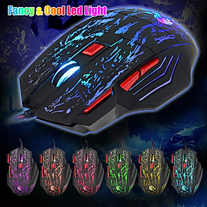 MoModer One Hand Gaming Keyboard and Mouse Combo, 35 Keys Wired Mechanical Feel Rainbow Backlit Gaming Keyboard with Gaming Mouse for PC PS4 Xbox Gamer