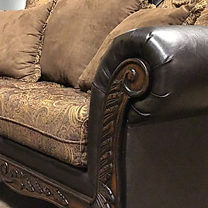 Roundhill Furniture San Marino 2-Tone Fabric Loveseat, Chocolate