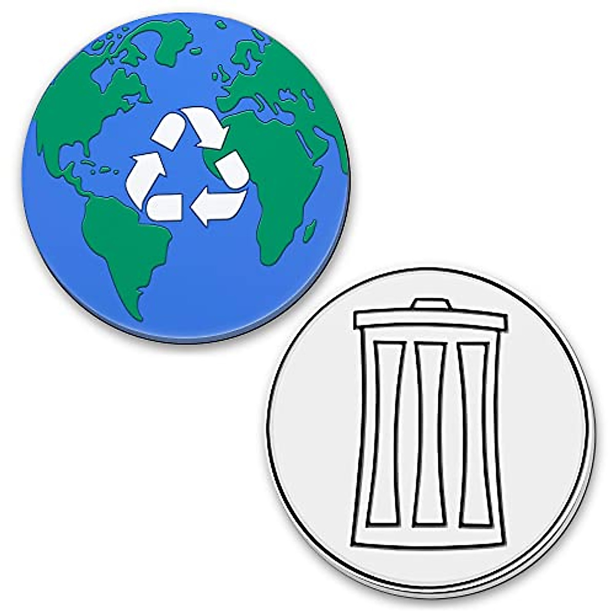 Recycle and Trash Magnets 2 Set, Trash Recycle Magnet for Trash Cans & Recycle Bin, Strong Earth Recycle Sticker for Trash Can, Kitchen Trash Can Combo Labels, 3.35 Inch Diameter