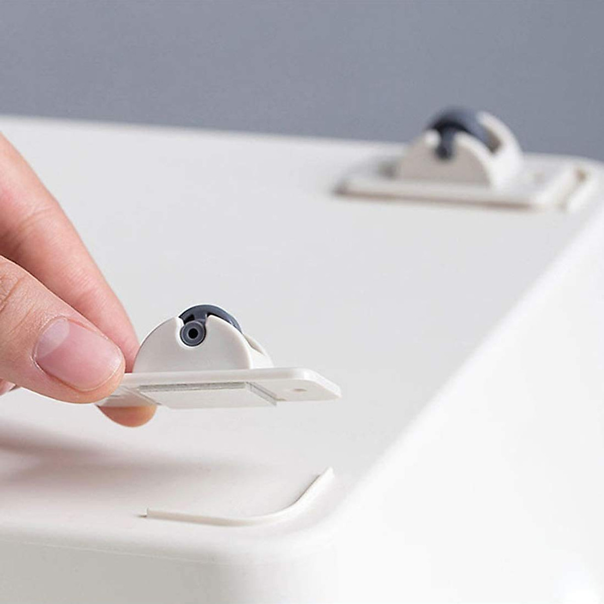 16 Pcs Small Wheels Mini Wheels Cute DIY Mini Casters Adhesive Plastic Castor Stick On Castors for Plastic Storage Bins Container Small Furniture Trash Can Box Moving Wheels