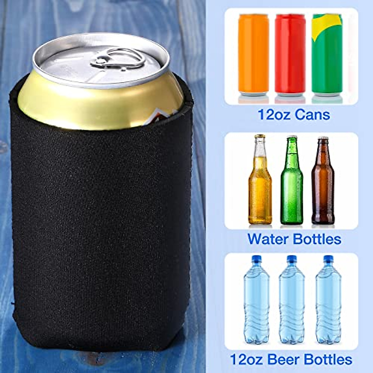 60 Packs Blank Can Cooler Sleeves Soda Can Covers Neoprene Can Sleeve Drink Insulator Sleeve Collapsible Can Coolers for Parties, Events or Weddings (Multicolor)