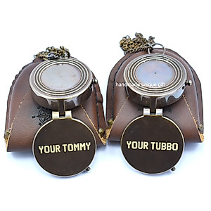Handmade unique gift Your Tommy Your Tubbo Dual Compass Gift Set | 2 Brass Compasses Engraved with Special Quote | Great Gamer Gift - MCYT, Dream SMP, TommyInnit Fanart brown