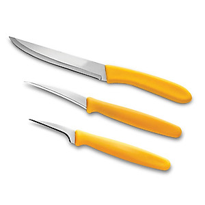 GoldleafKing Super Sharp X-3 Series Bundle Pack | Fruit & Vegetable Carving Set of 3 | 2, 2.5, 4.5 Inch Orange Handle | Fruit Carving Tools Carving Knives