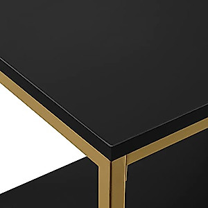 OSP Home Furnishings Modern Life Contemporary Double 3 Shelf Bookcase and Credenza, Black