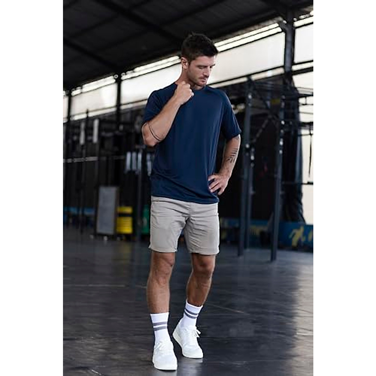 Cimic Workout Shirts for Men, 5 Pack Mens Crew Neck Casual Gym Shirts Short Sleeve Plain Athletic Moisture Wicking Dry Fit Active T-Shirts