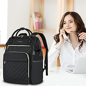 VANKEAN 17 Inch Laptop Backpack for Women Men Fashion Computer Work Bag, Large Capacity Waterproof Backpack with USB Port & RFID Pockets, College Daypack School Bag Business Travel Backpack, Black